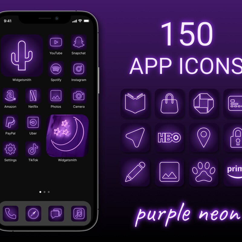 Neon Purple Icons - Etsy