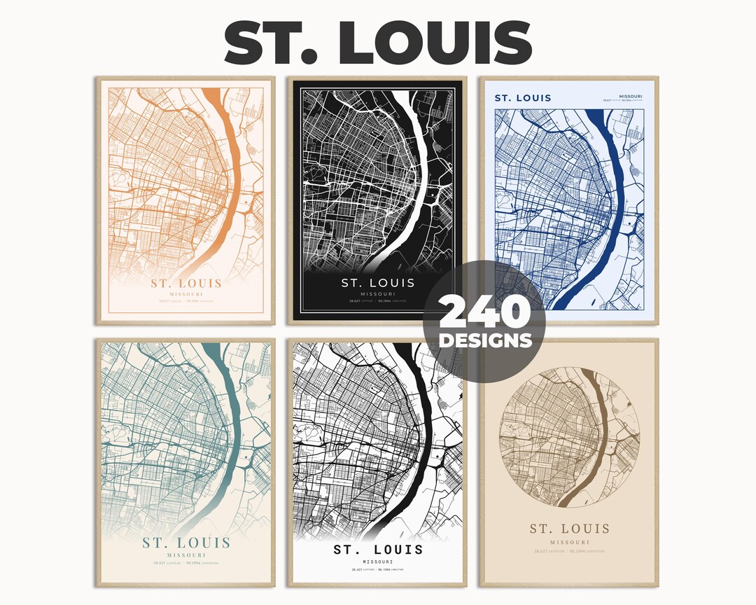 St. Louis Map Print, Map of St. Louis, St. Louis Street Map Art ...