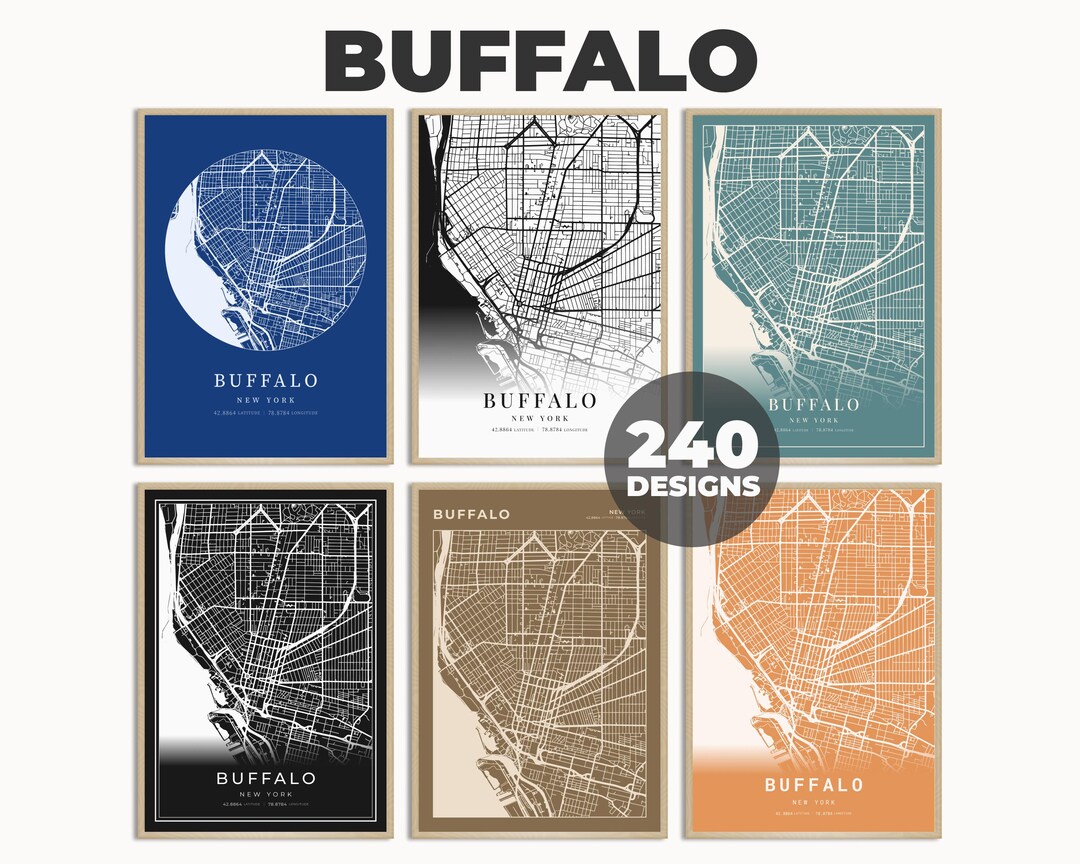 Map of Buffalo, Buffalo Wall Art, New York Print, Gifts for Home, Road ...