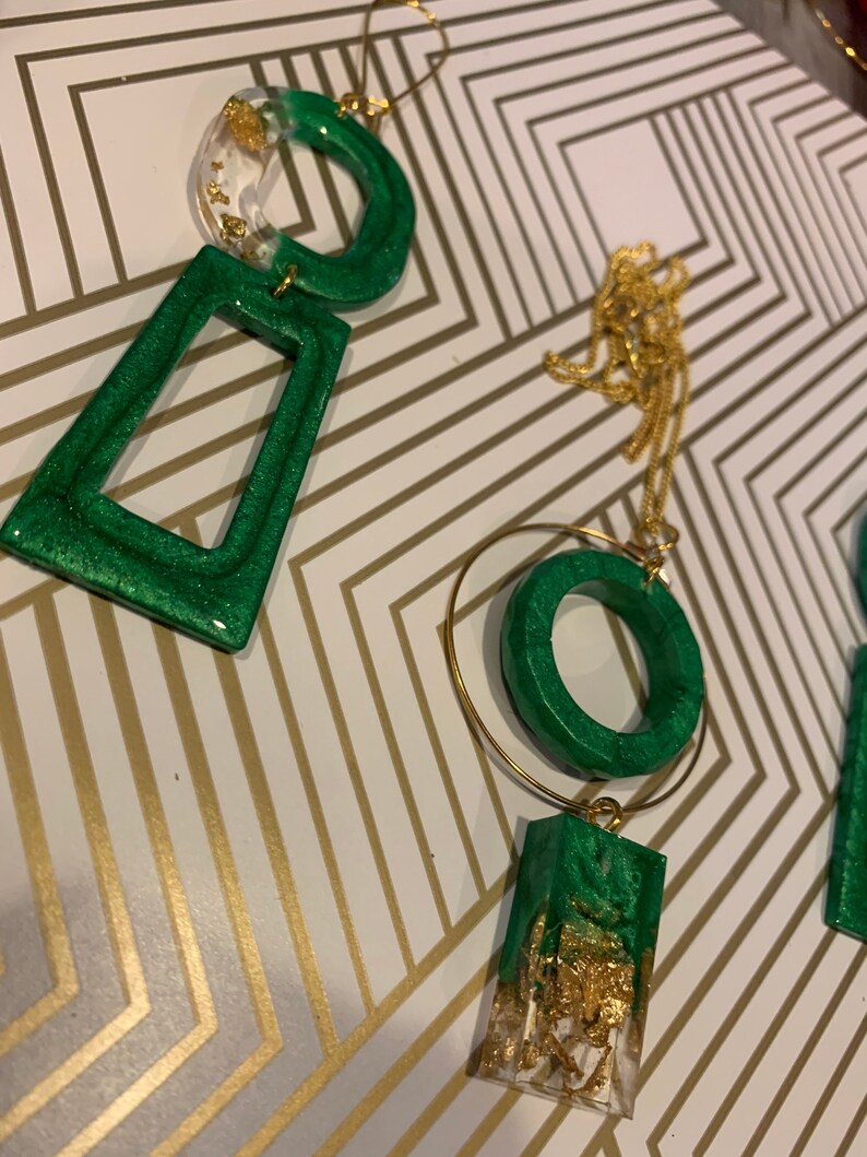Custom Made to Order Epoxy Resin Pendant and Earring Set - Etsy