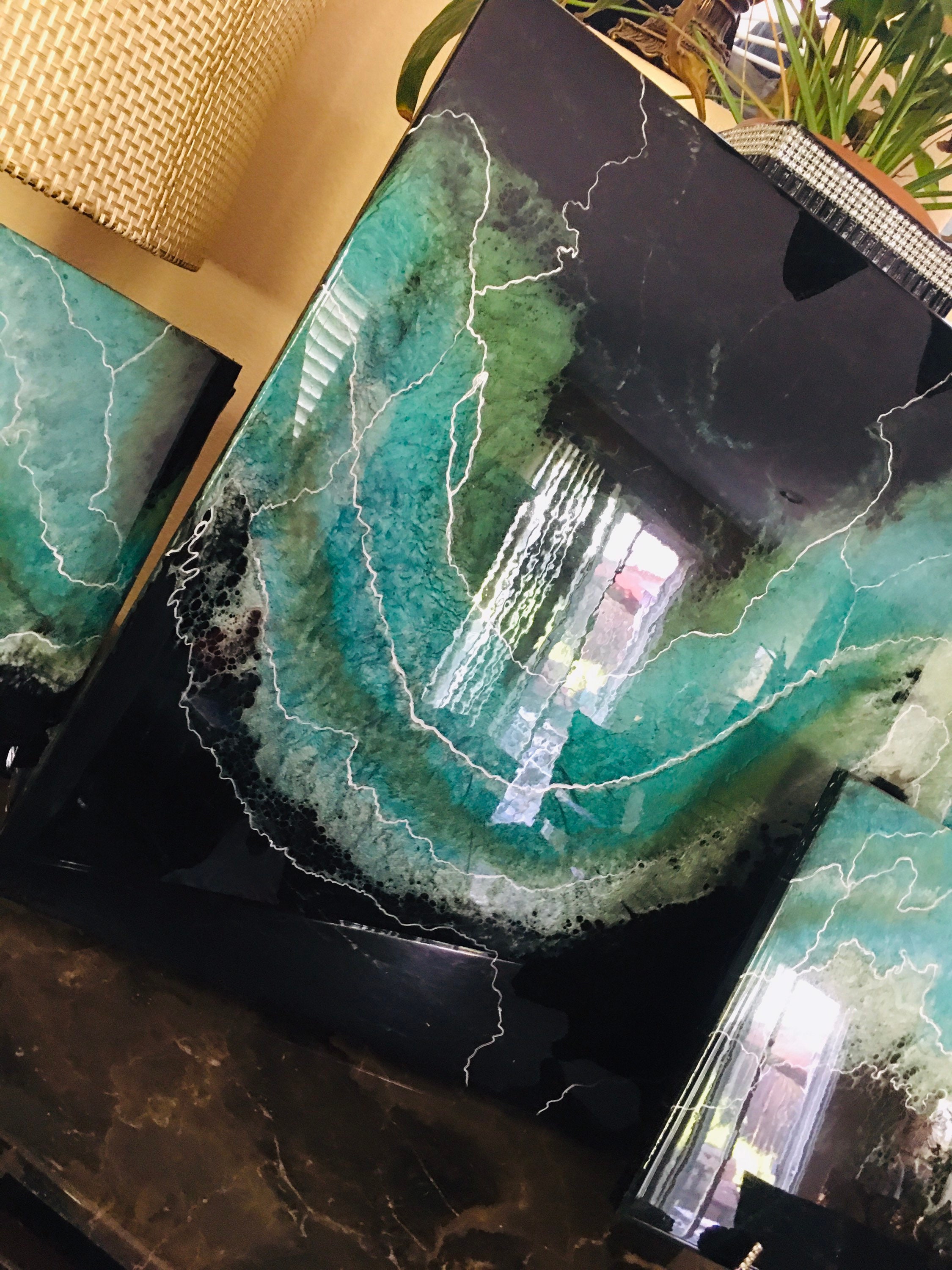 3 Piece Resin Art, Abstract Art, Handmade Epoxy Resin Wall Art - Etsy