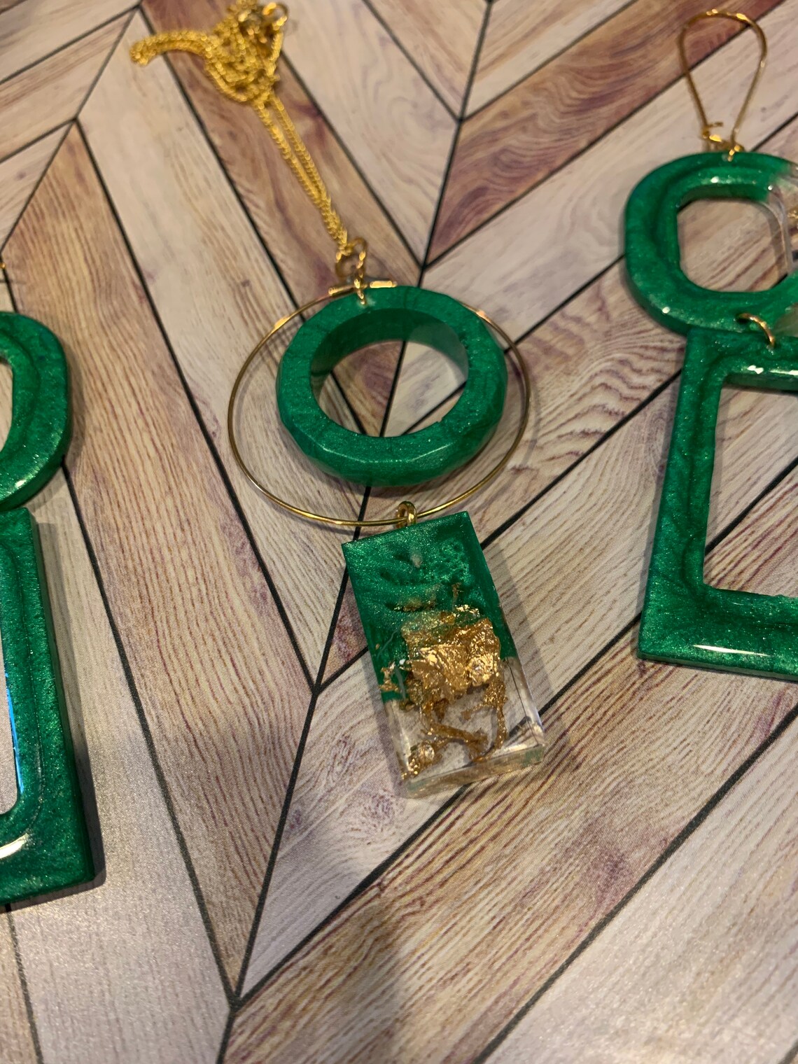 Custom Made to Order Epoxy Resin Pendant and Earring Set - Etsy