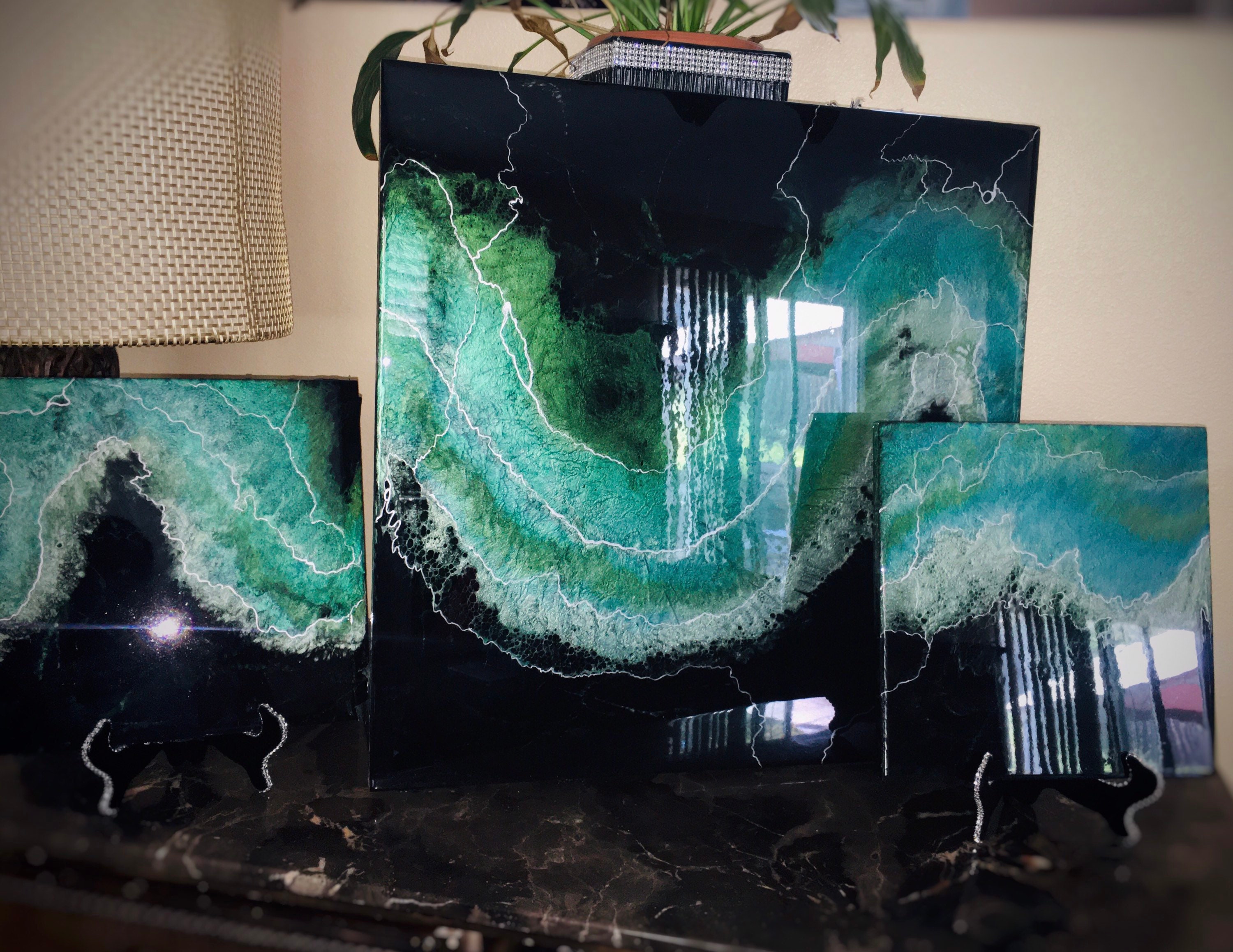 3 Piece Resin Art, Abstract Art, Handmade Epoxy Resin Wall Art - Etsy