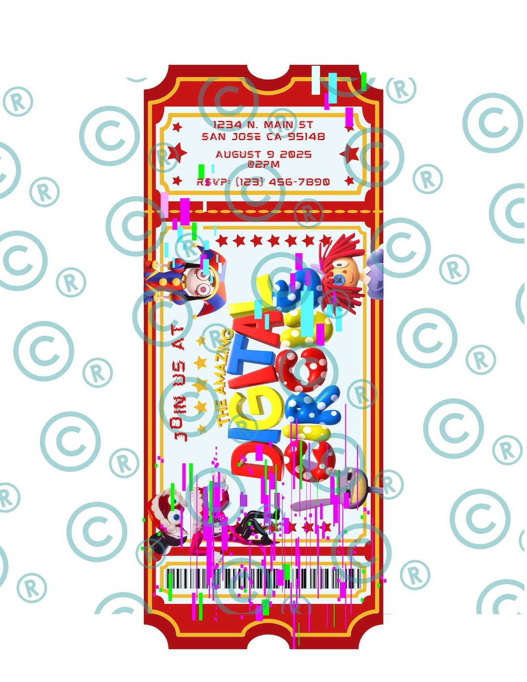 Digital Circus Ticket Invitation - Etsy