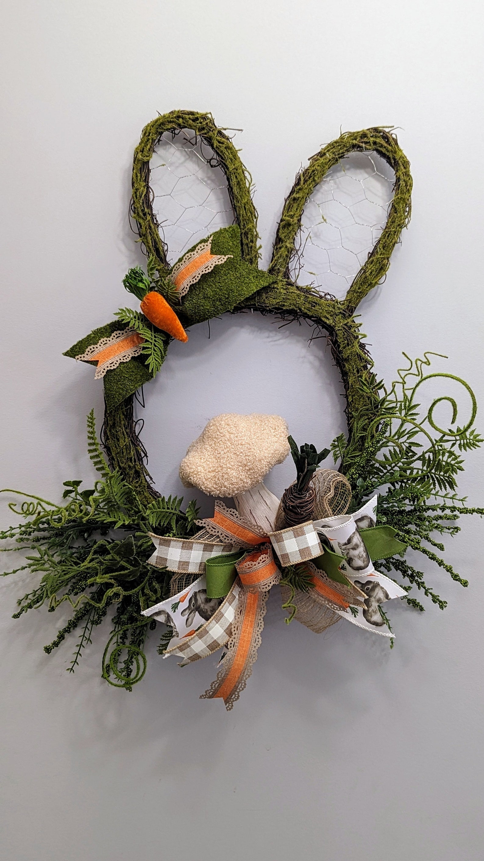 Bunny Wreath, Grapevine Bunny Wall Decoration, Mushroom Natural ...