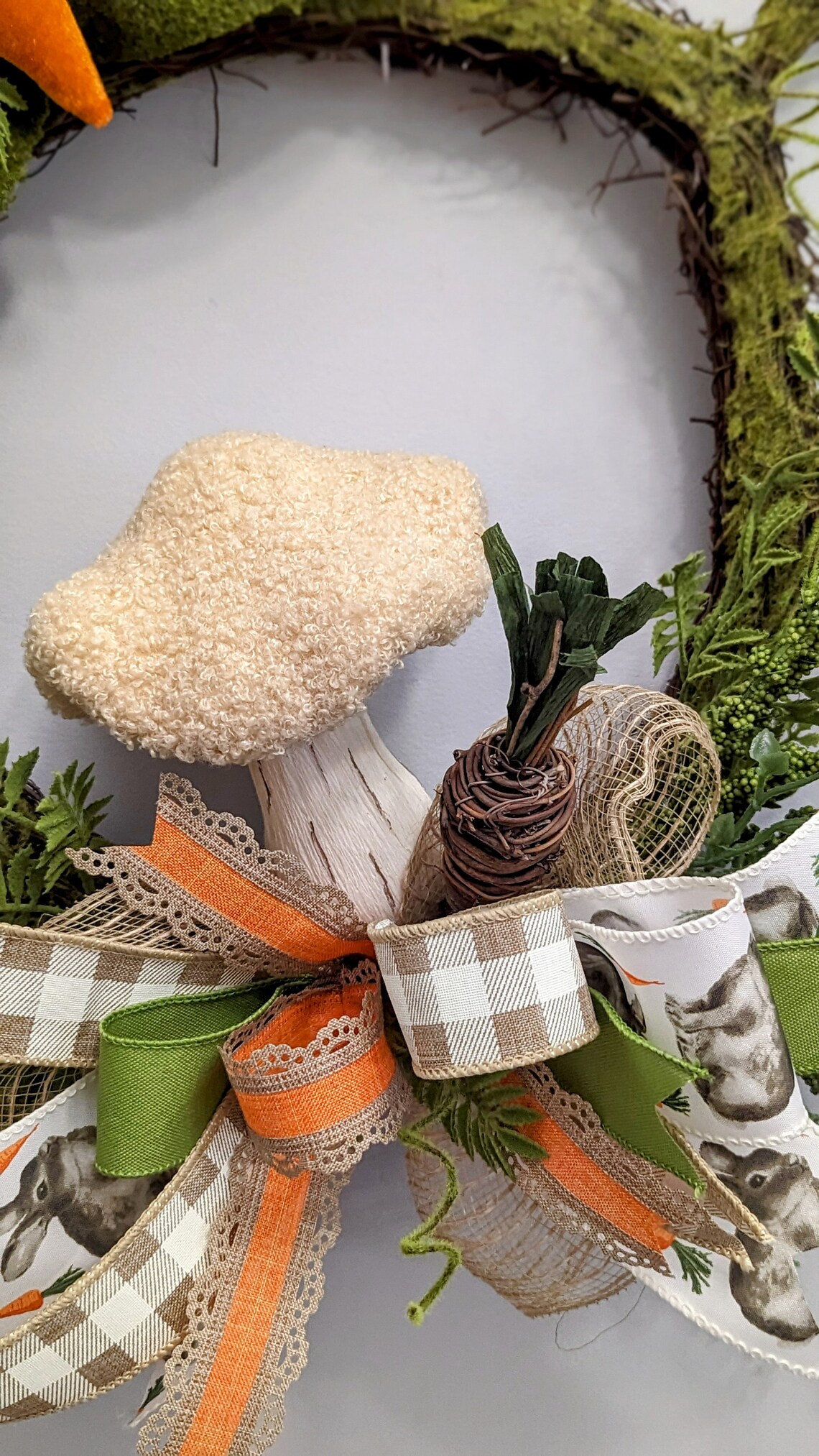 Bunny Wreath, Grapevine Bunny Wall Decoration, Mushroom Natural ...