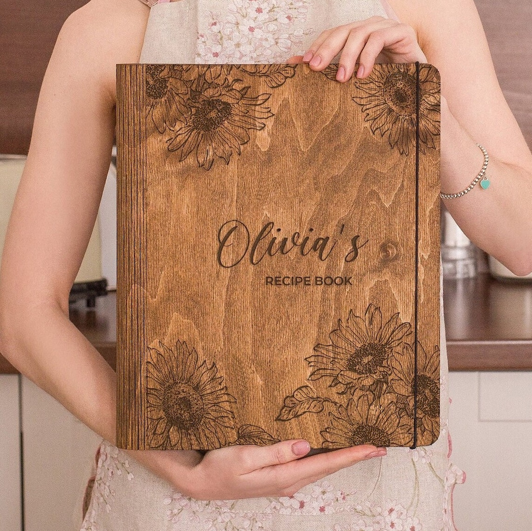 Personalized Wooden Recipe Book With Custom Engraving Sign - Family ...
