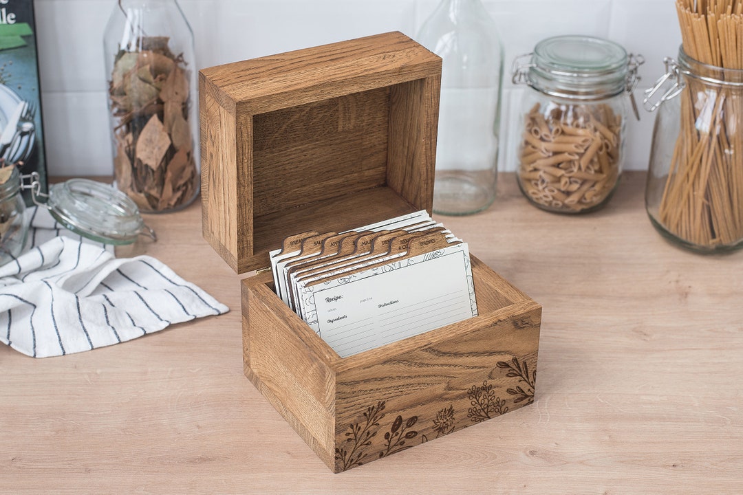 Customized Recipe Box and Cards Gift Engraved Box for - Etsy