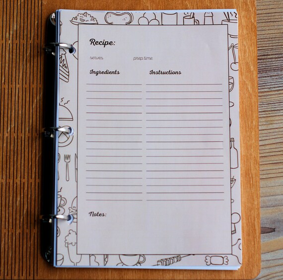 Recipe card pages 70 sheets | Etsy