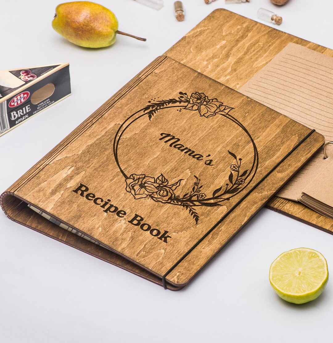 Personalized Recipe Book, Custom Recipe Journal, Wooden Handwritten ...