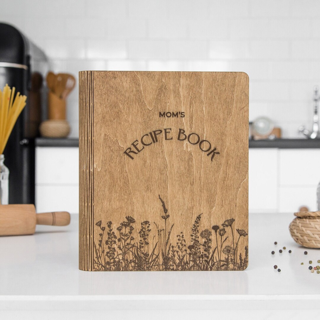 Custom Recipe Book, Handwritten Recipe Journal With Dividers, Wooden ...