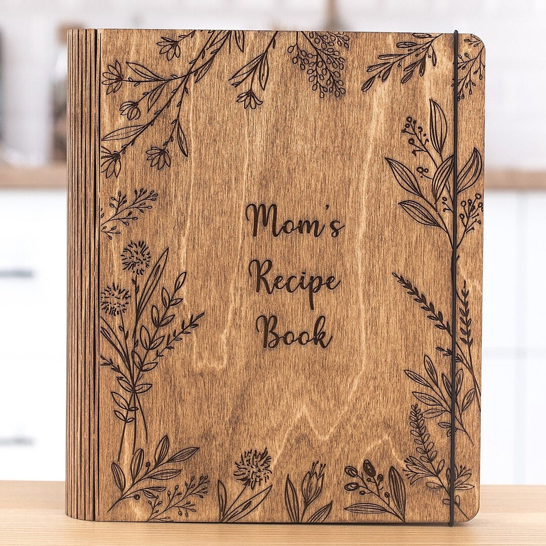 Custom Recipe Book With Blank Cards Cookbook Binder Personalized Wooden ...