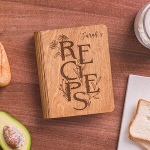 Personalized Wooden Recipe Book With Custom Engraving Sign - Family ...