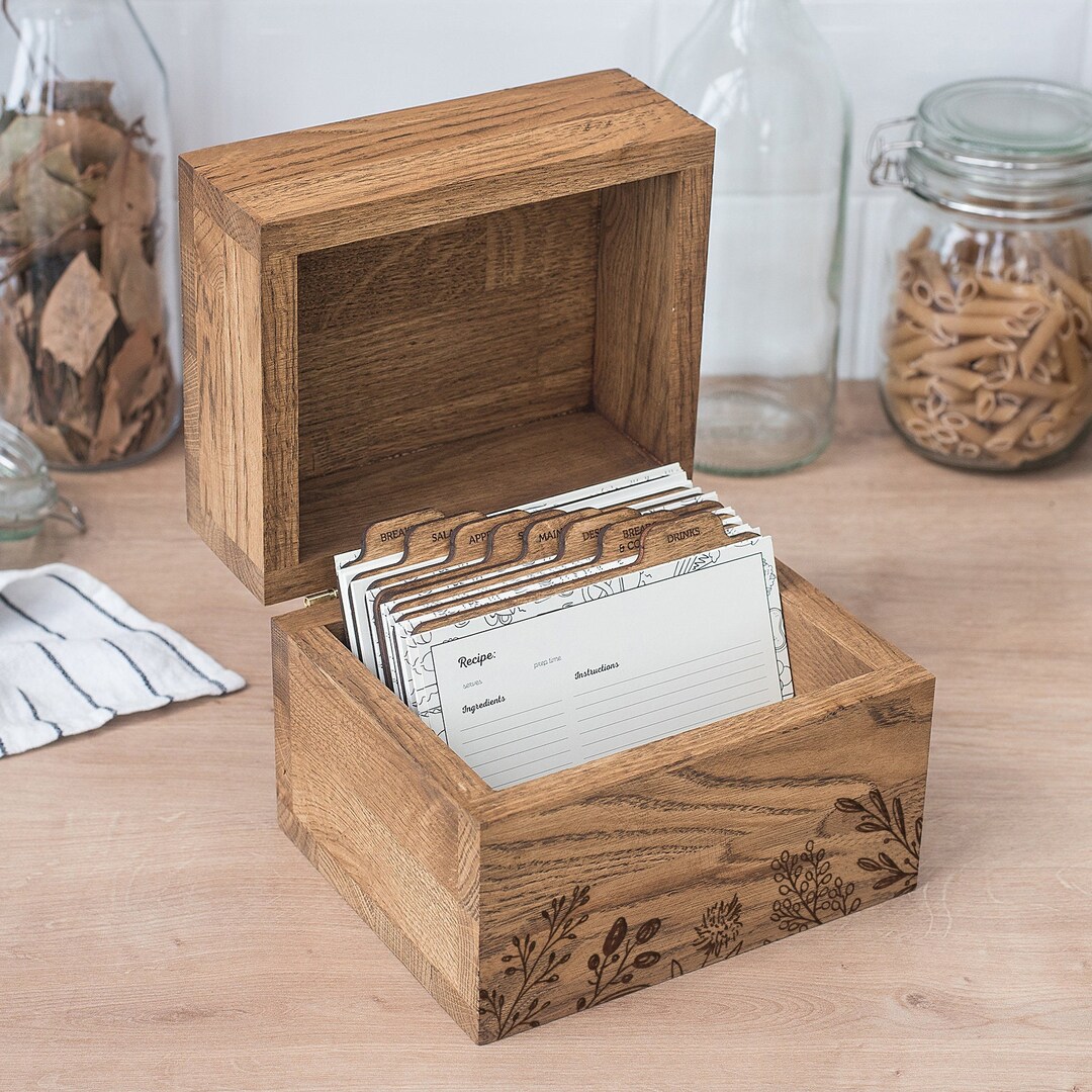 Customized Recipe Box and Cards Gift, Engraved Box for Christmas ...