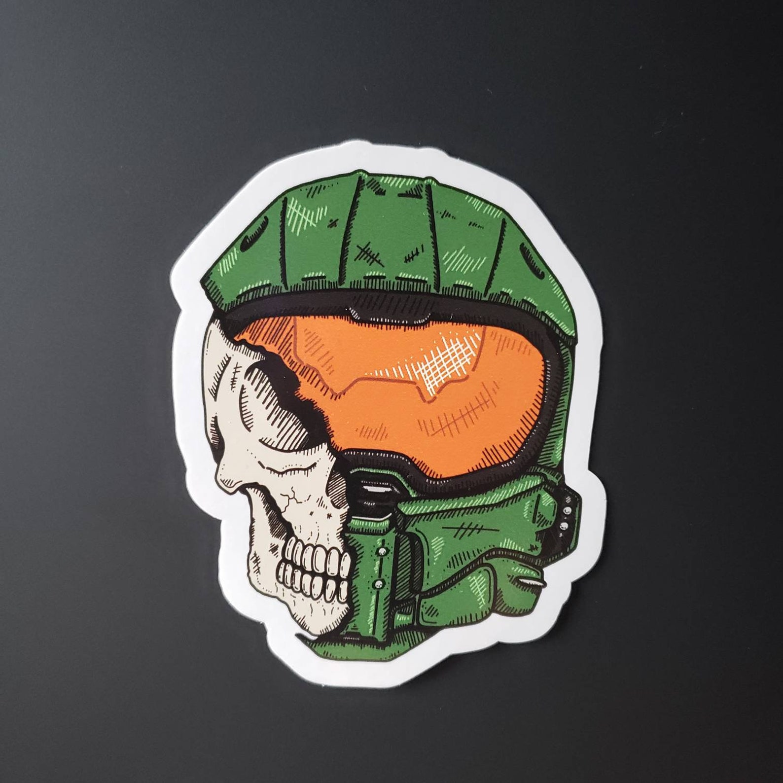 Skull Halo Master Chief Vinyl Sticker Gift Waterproof | Etsy