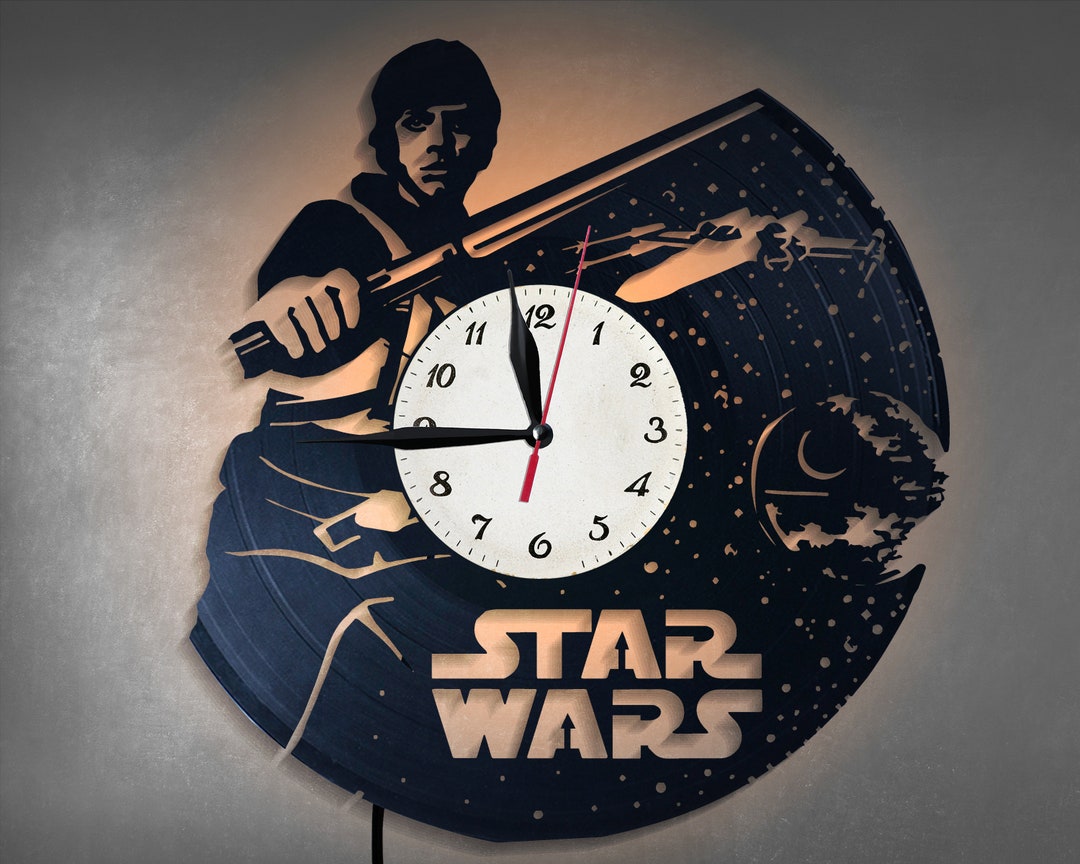 Star Wars Vinyl Record Wall Clock, Rustic Unique Wall Clock, Backlight ...