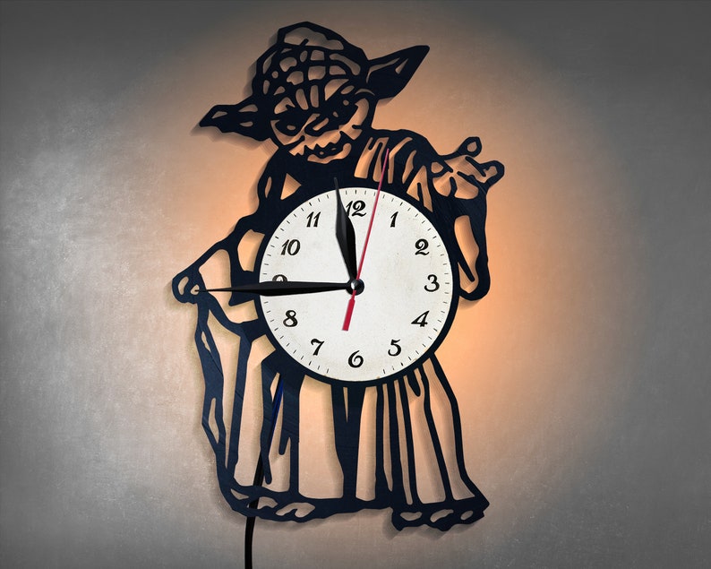 Yoda Vinyl Rustic Clock Star Wars Nightlight Clock Gift | Etsy
