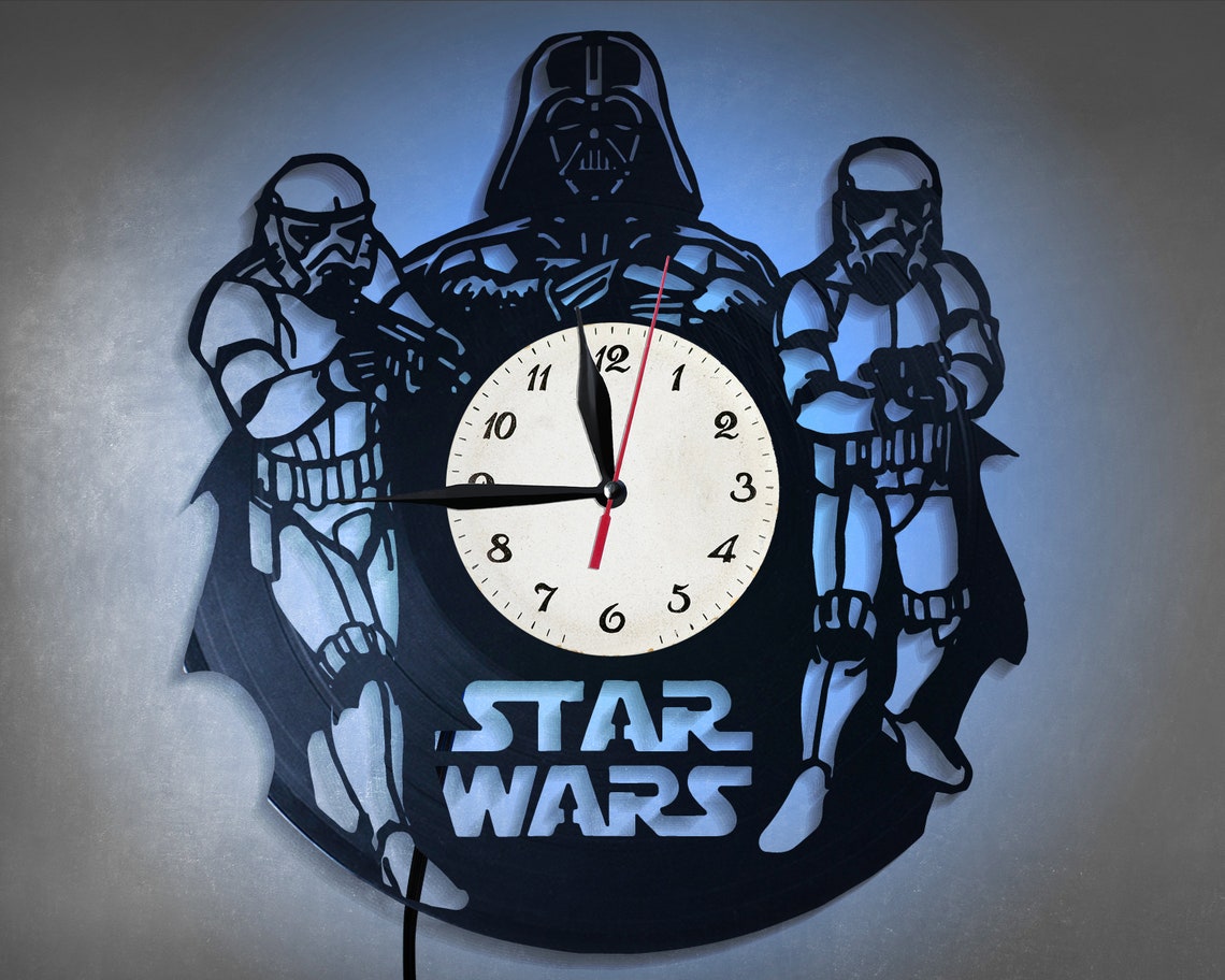 Star Wars Wall Clock Star Wars Vinyl Record Clock Darth | Etsy