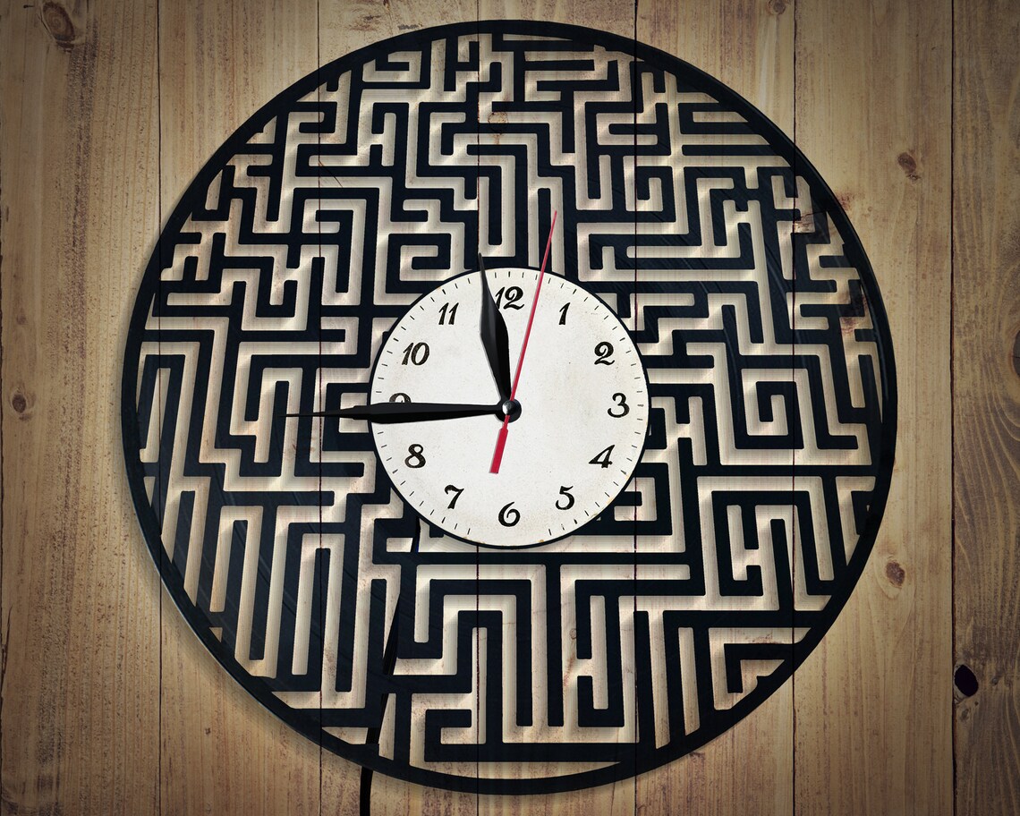 Vinyl Clock Handmade Wall Clock Maze Vintage Wall Clock - Etsy