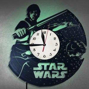Star Wars Vinyl Record Wall Clock, Rustic Unique Wall Clock, Backlight ...