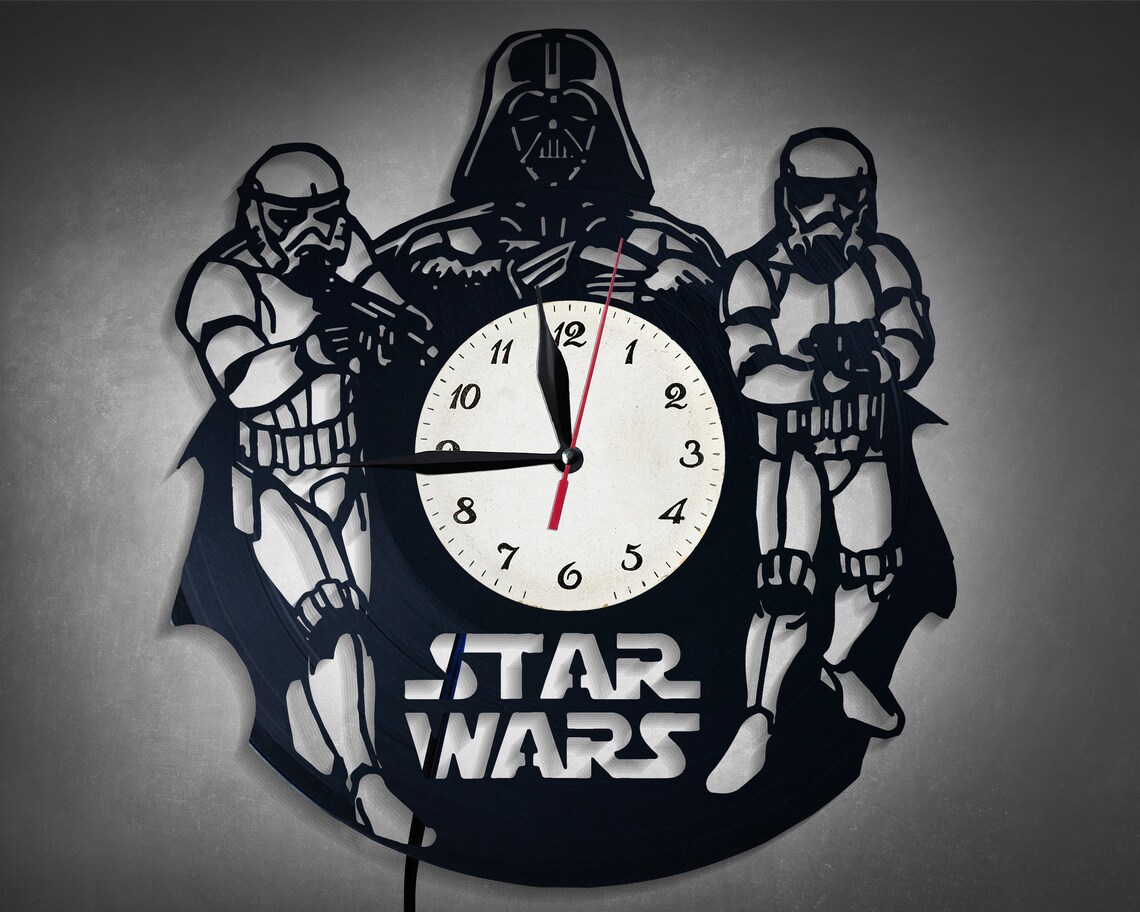 Star Wars Wall Clock Star Wars Vinyl Record Clock Darth | Etsy