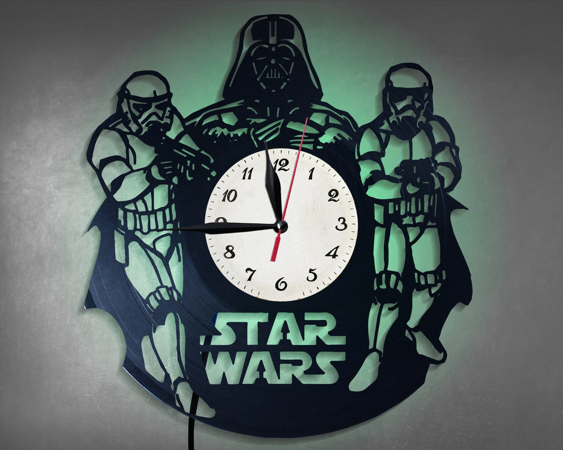 Star Wars Wall Clock Star Wars Vinyl Record Clock Darth - Etsy