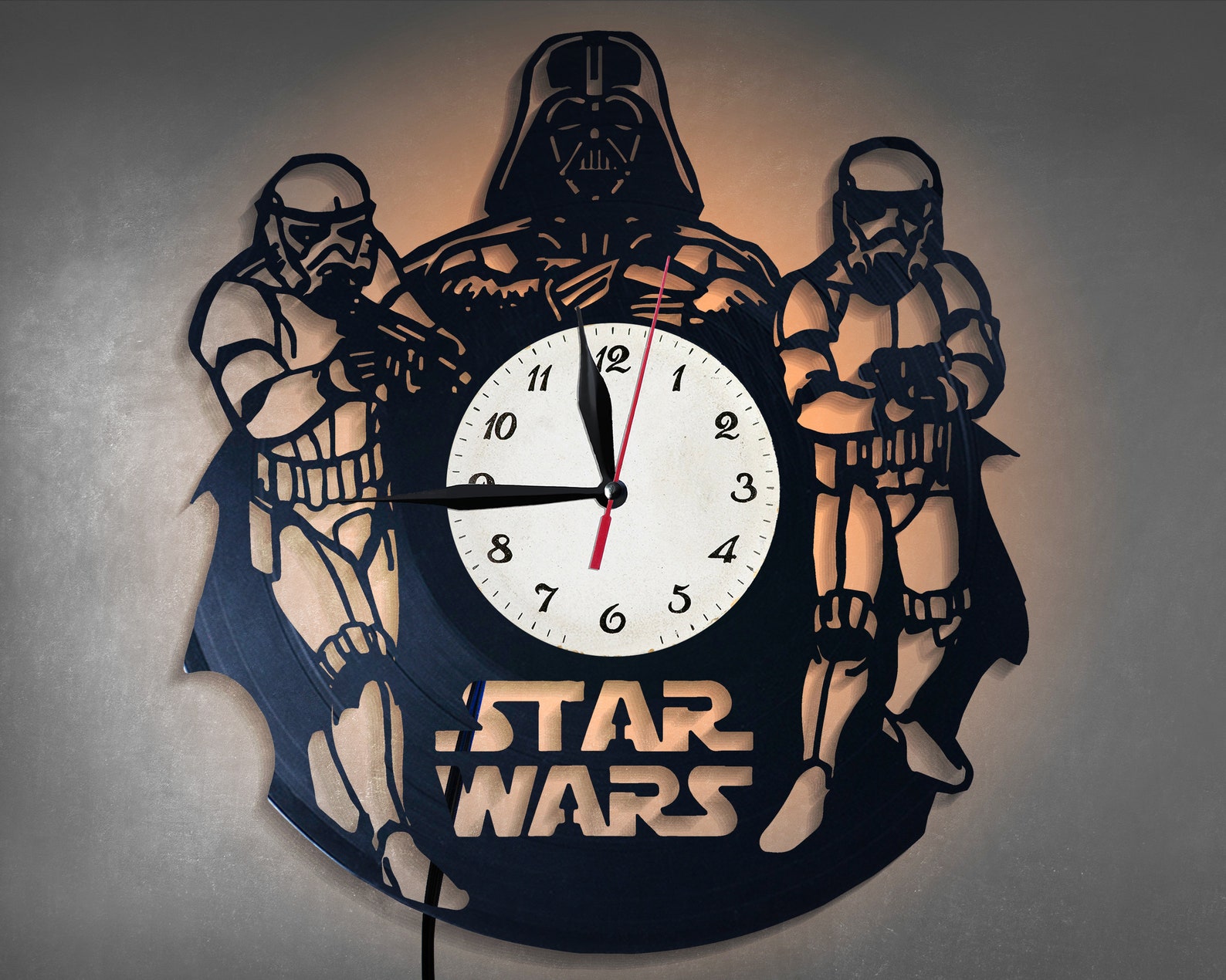 Star Wars Wall Clock Star Wars Vinyl Record Clock Darth - Etsy