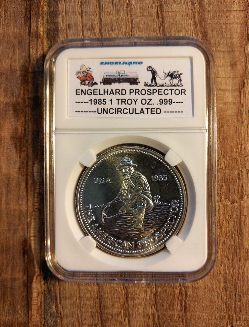 RARE ENGELHARD PROSPECTORS Pair of 2 1984 & 1985 Uncirculated Blast ...
