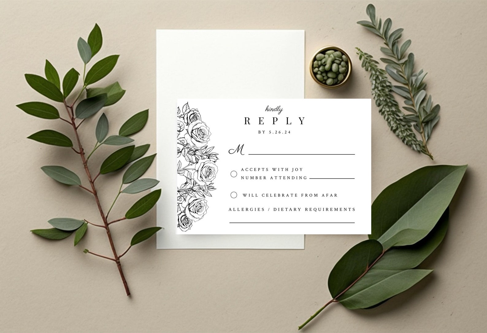 FIRENZE Roses Wedding Invitation Set Template, Elegant Wedding Set ...