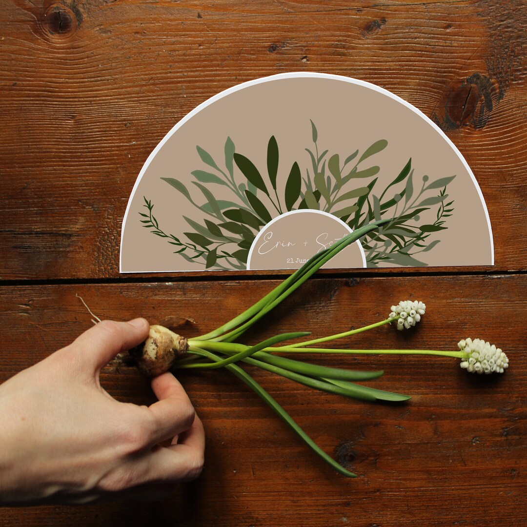 Wedding Paper Kraft Fan, Printable Wedding Fan Template, Editable Fan ...