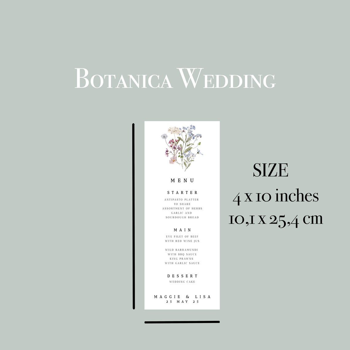 Meadows Flowers Frame Wedding Menu, Wedding Leafy Menu Template ...