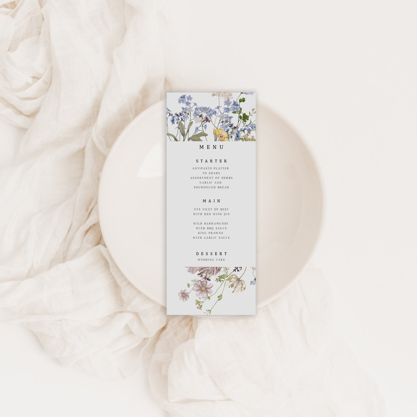 Meadows Flowers Frame Wedding Menu, Wedding Leafy Menu Template ...