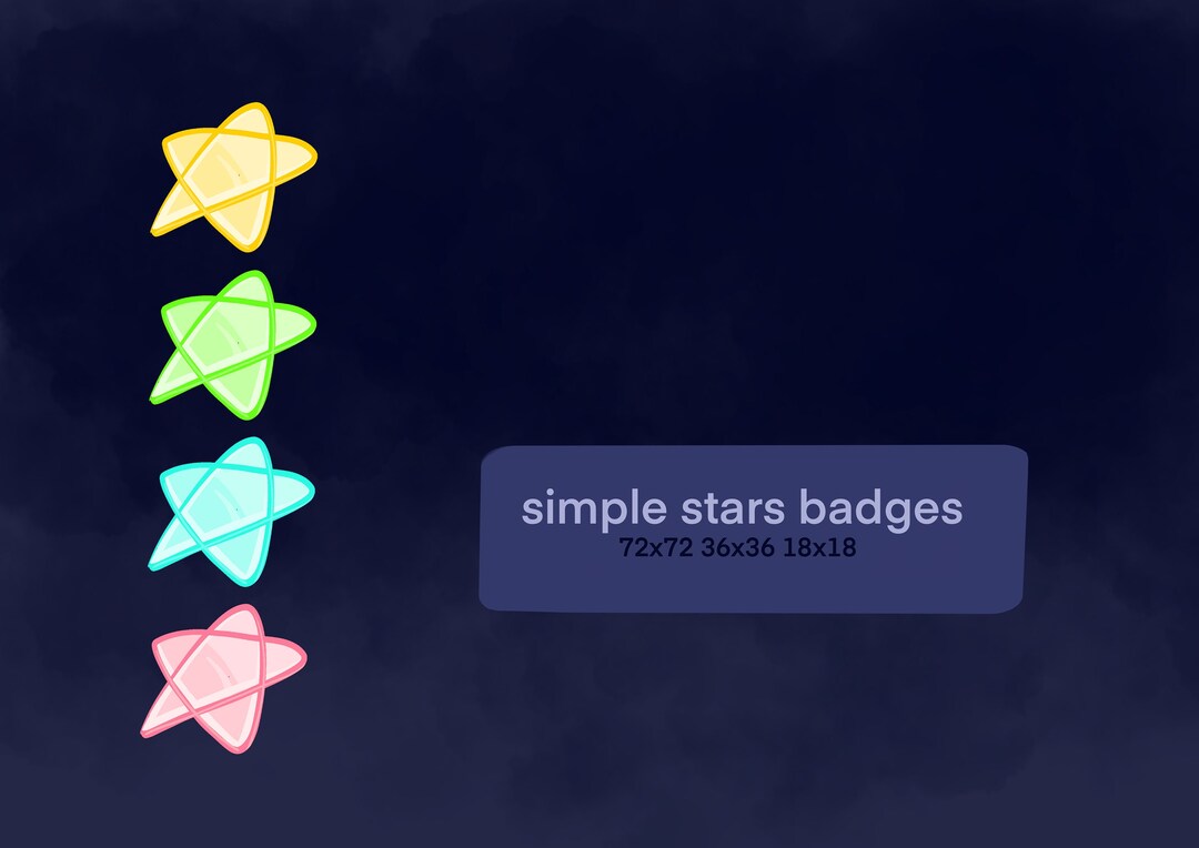 Cute Simple Stars Sub Badges // 4 Cute Stars Colors Twitch Badges - Etsy