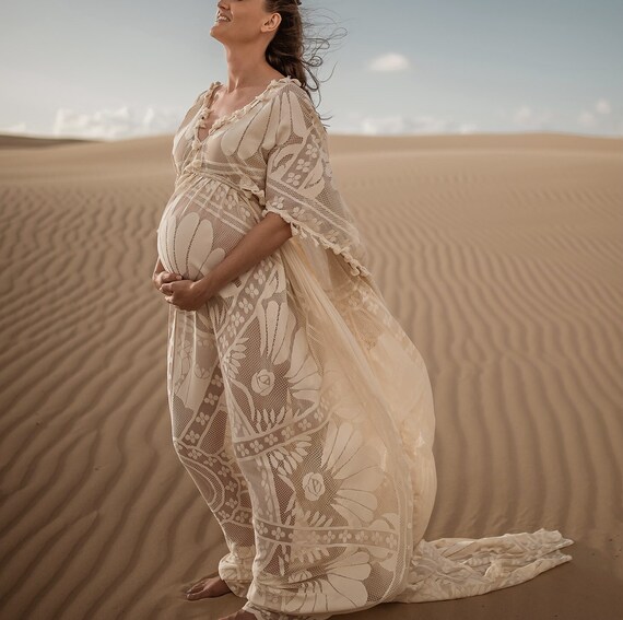 Boho Pregnancy Maternity Photoshoot Robe for Bride Bohemian | Etsy