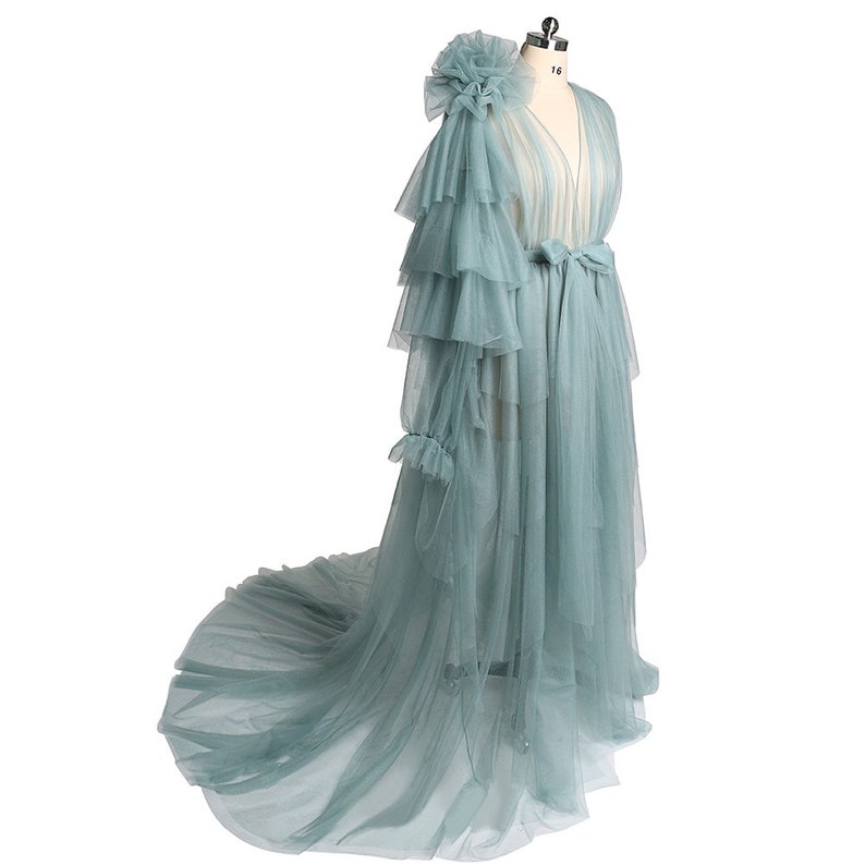 Unique Retro Blue Tulle Wedding Morning Robe or Boudoir Robe - Etsy