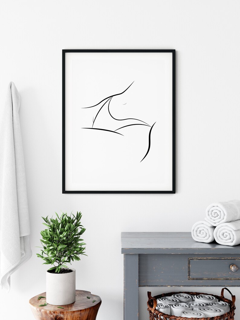 One Line Nude Sketch Naked Woman Illustration Female Nudity Etsy