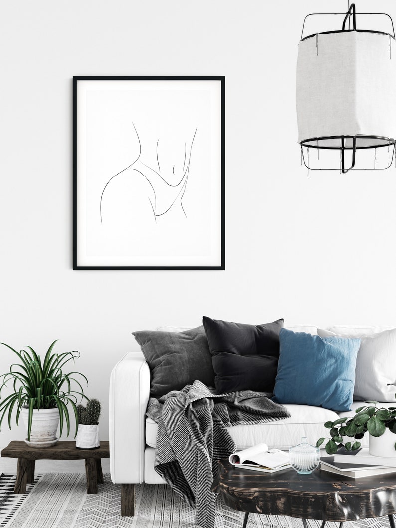 One Line Nude Sketch Naked Woman Illustration Female Nudity Drawing