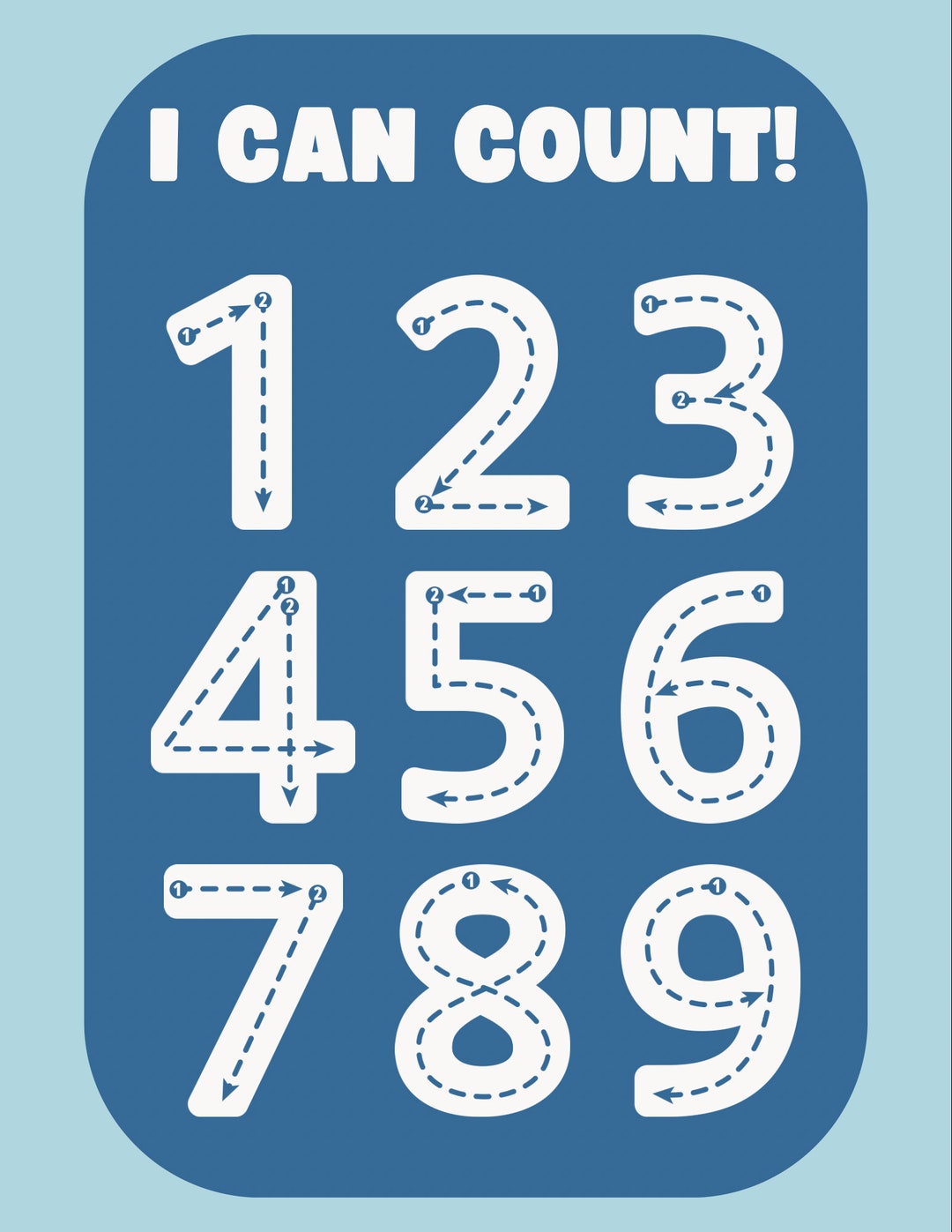 Blue Number Tracing PDF - Etsy