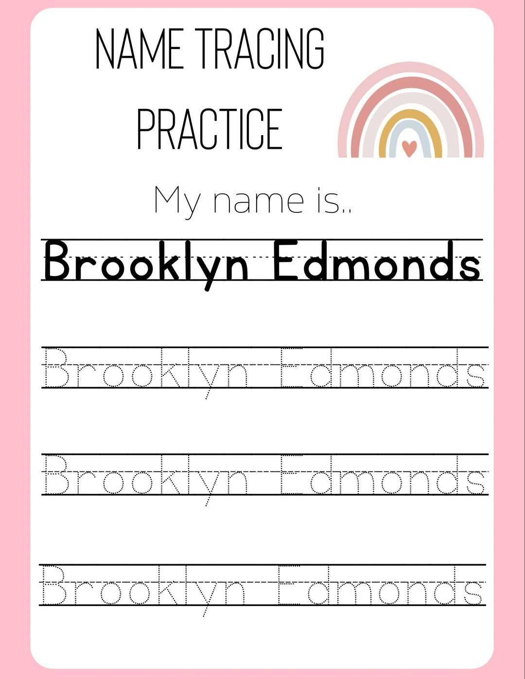 Digital Kids Rainbow Name Tracing - Etsy