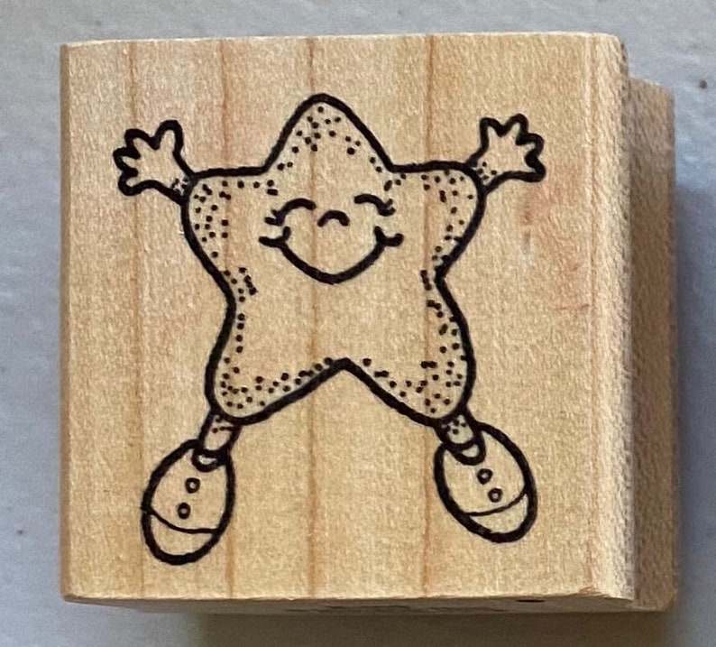 Happy Star Rubber Stamp - Etsy