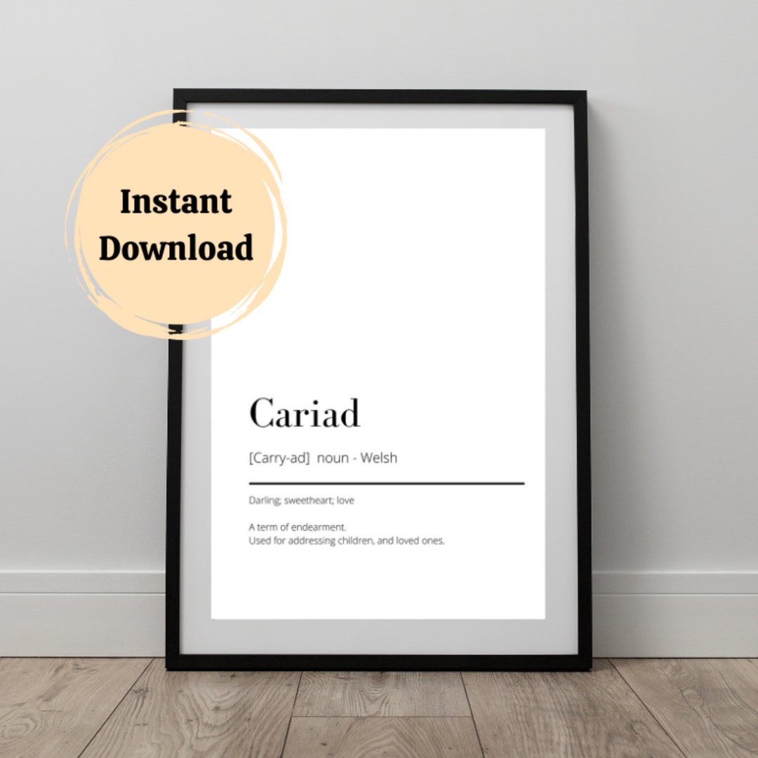 Cariad Welsh Definition| Digital Print| Wall Art| Typography - Etsy