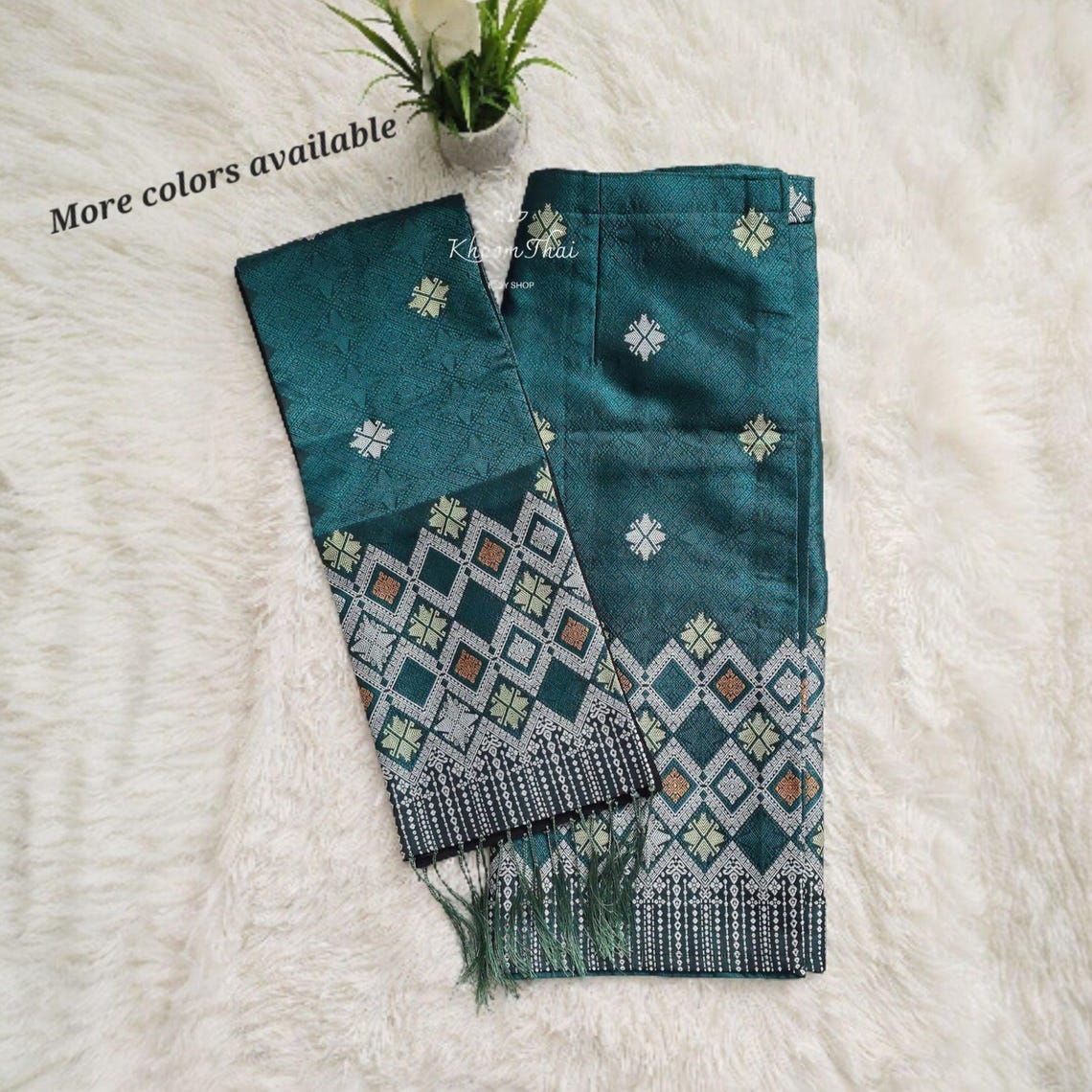 Premium Lao Sinh & Pah Biang Set | Traditional Lao Skirt + Shawl | Lao ...