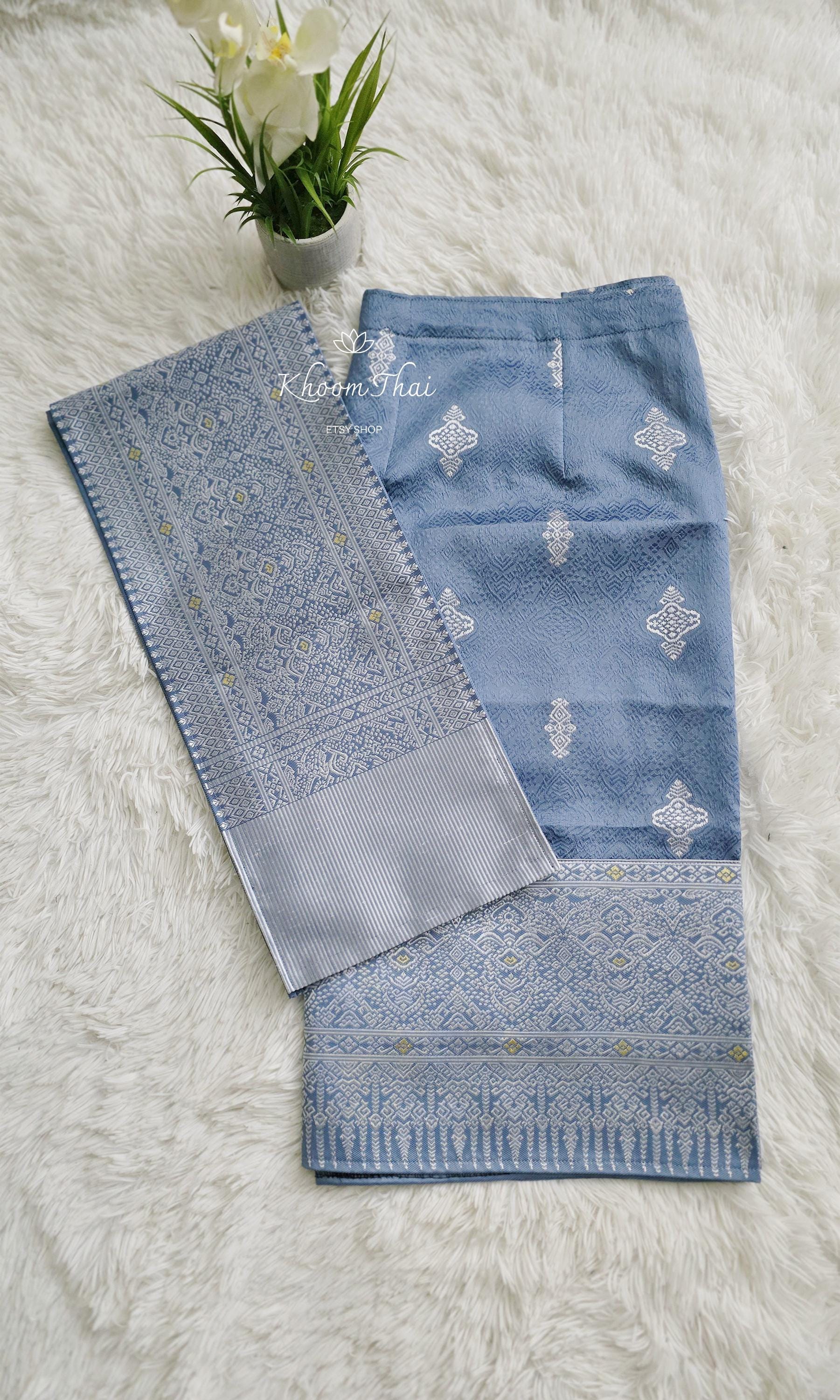 Premium Lao Sinh & Pah Biang Set | Traditional Lao Skirt + Shawl | Lao ...