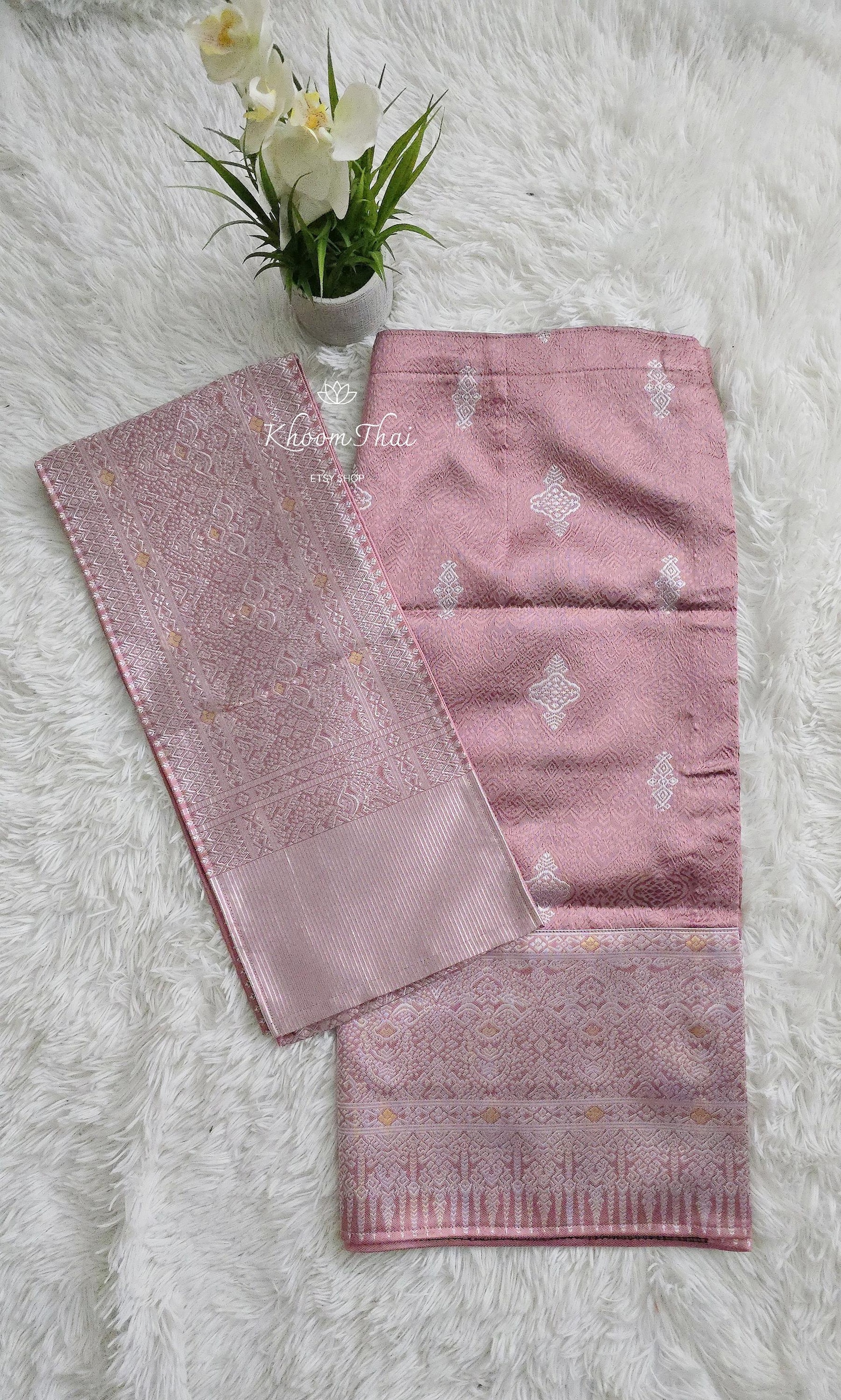 Premium Lao Sinh & Pah Biang Set | Traditional Lao Skirt + Shawl | Lao ...