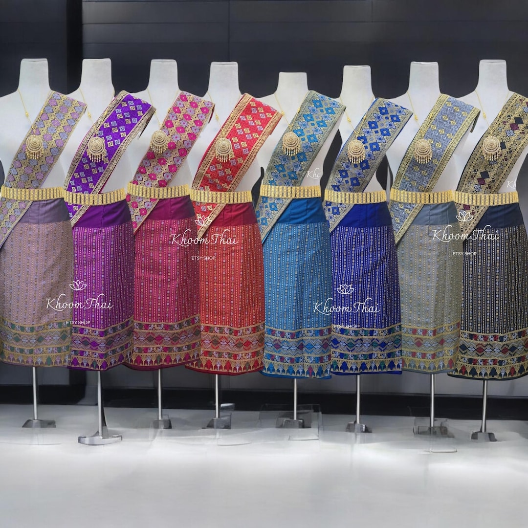 Sinh & Pah Bieng | Lao Skirt | Lao Skirt + Shawl | Lao Sarong | Lao ...