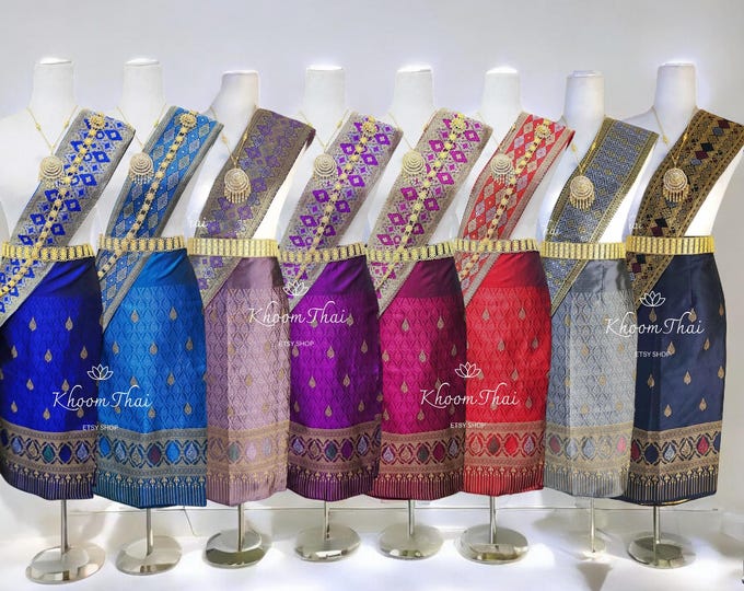 Set of Lao Traditional Dress, Each Set Including With 1 Skirt and 1 ...