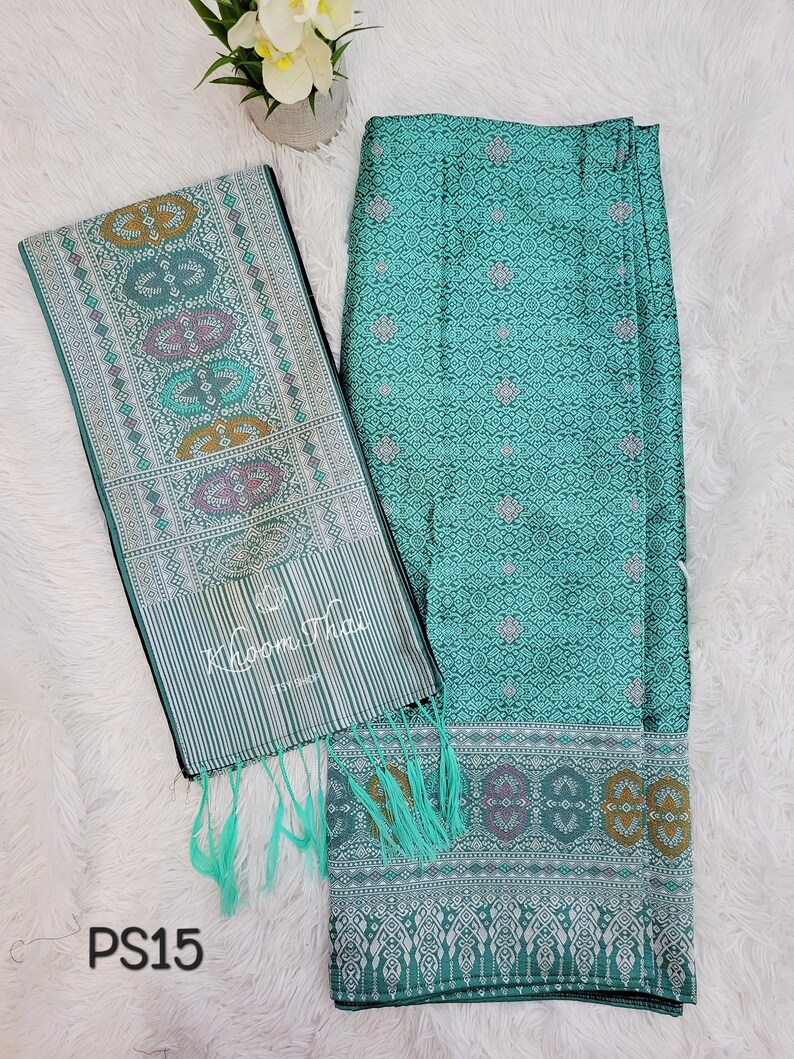 Premium Lao Sinh & Pah Biang Set | Traditional Lao Skirt + Shawl | Lao ...
