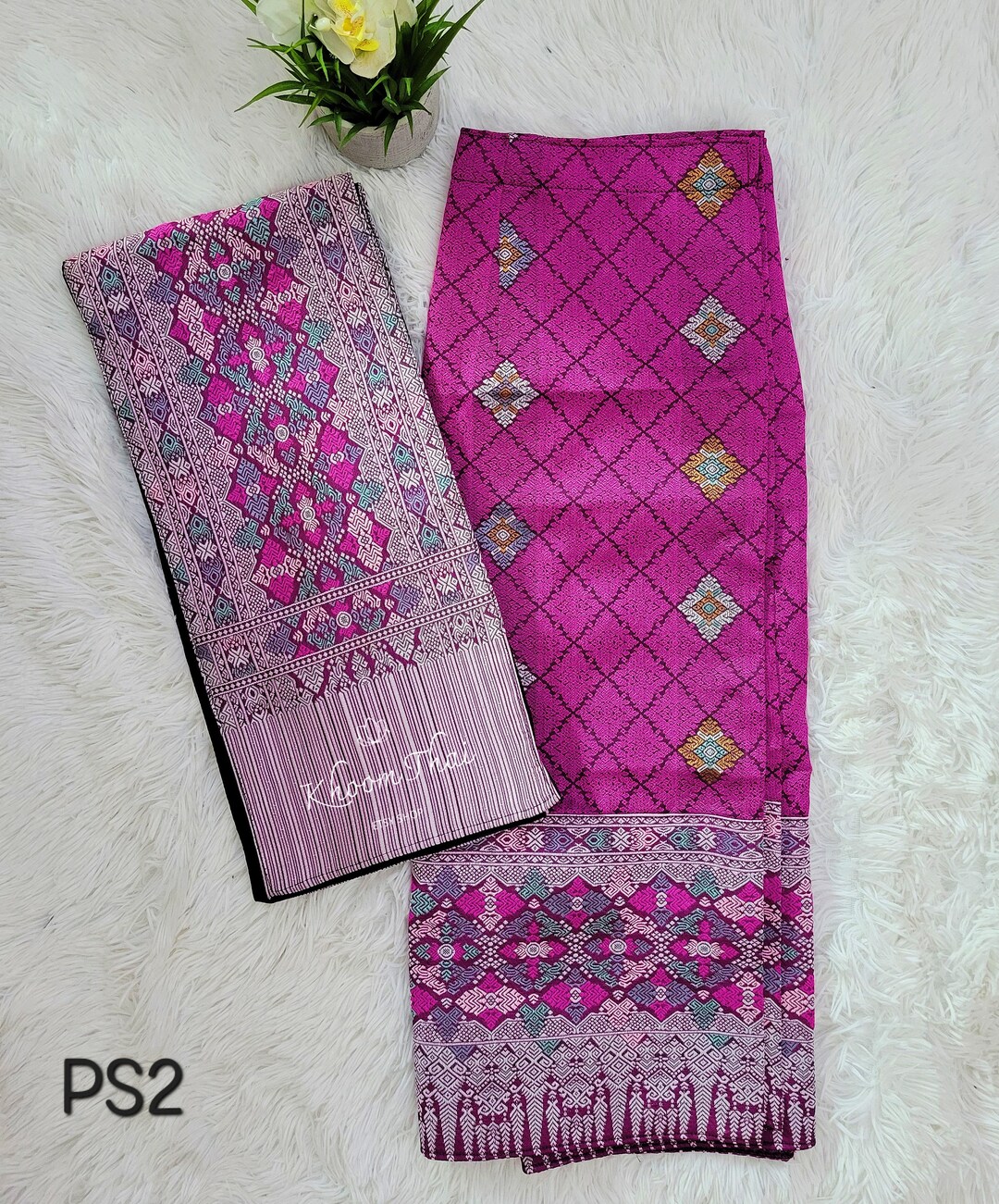 Premium Lao Sinh & Pah Biang Set | Traditional Lao Skirt + Shawl | Lao ...