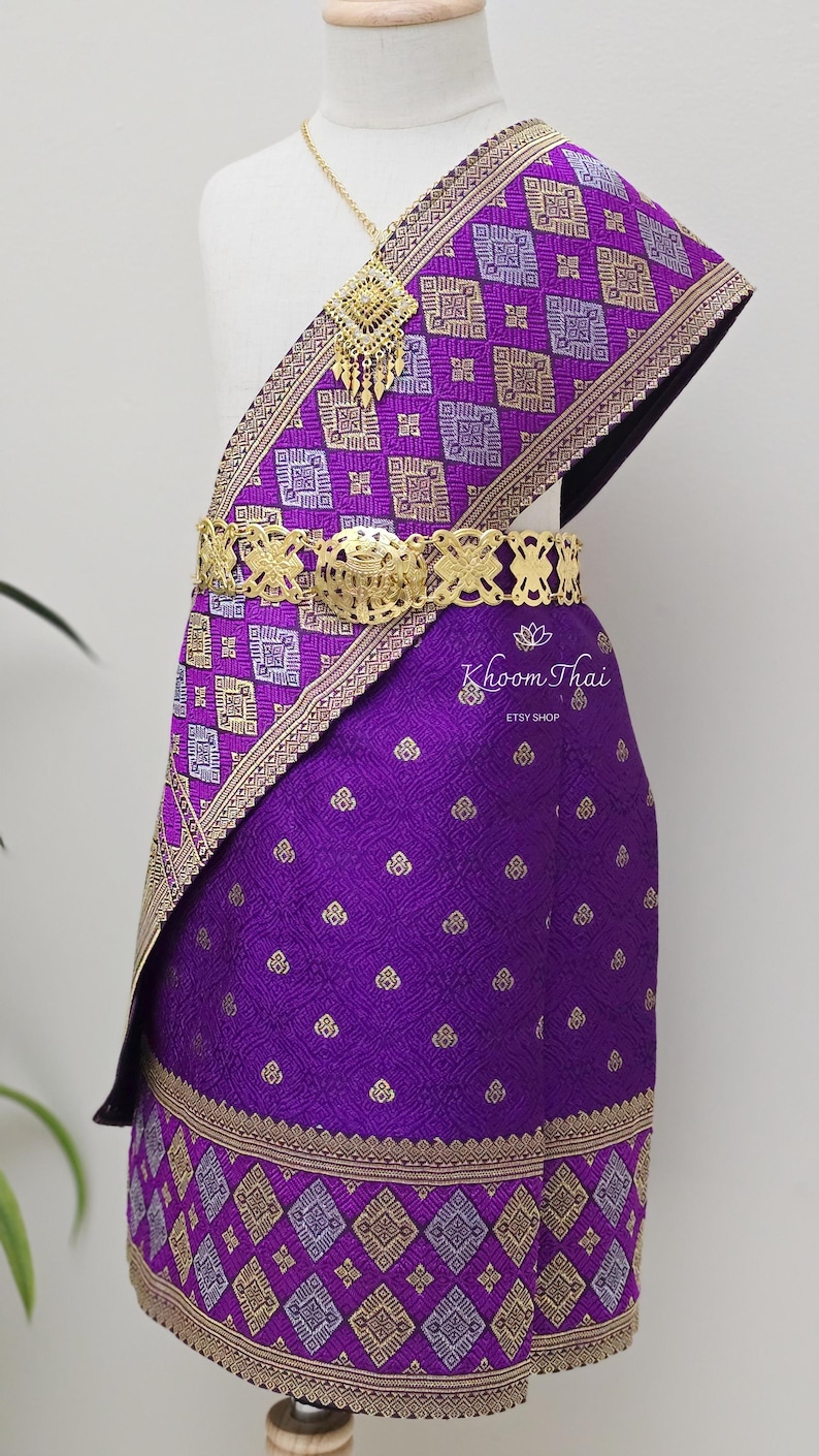 Purple Lao Girl Traditional Clothing Set | Kids Sinh & Pah Biang ...