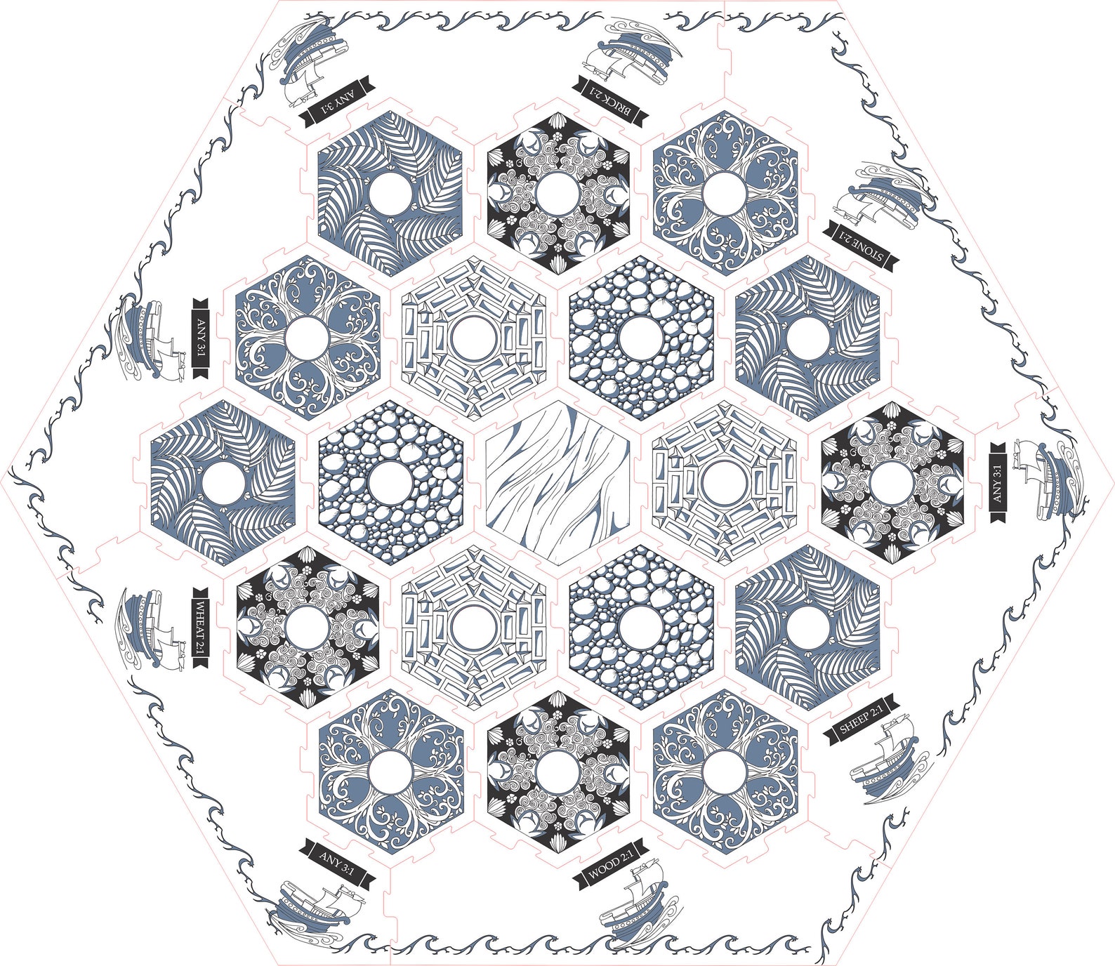 Hex Game With Borders - High Quality Laser Cut File in Multiple Formats ...
